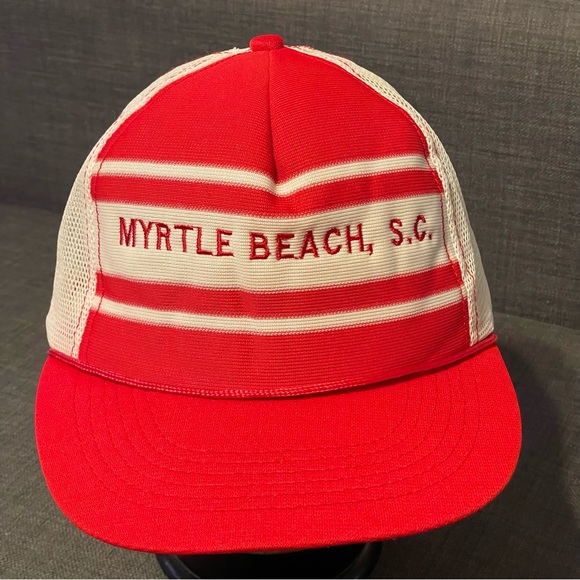 Accessories | Vintage Myrtle Beach Sc Striped Snapback Hat Mesh Back ...